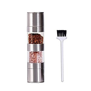 2 in 1 Salt and Pepper Grinder, Stainless Steel salt Grinders and Pepper Mill Set with Adjustable Ceramic Rotor