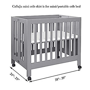 CaSaJa Mini Crib Skirt Pleated, Silk-Looking Soft Microfiber Baby Bed Skirt with Durable Platform for Mini and Portable Cribs 24" X 38", 12" Generous Drop Dust Ruffle, Machine Washable, Navy