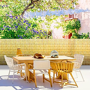 Natural Reed Screen Curtain, Eco-Friendly 16.4ftX4ft Fencing Decorative Roll Up Window Blind Reed Fencing for Garden Indoor Balcony Window