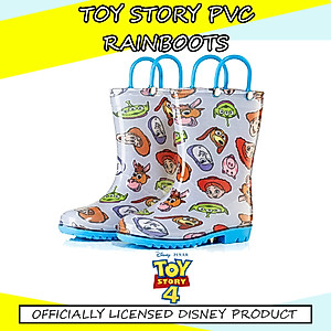 Disney Toy Story Kids PVC Waterproof Rainboots - Woody, Buzz Lightyear, Aliens, Hamm, Rex and Slinky Dog - Size 8 Toddler