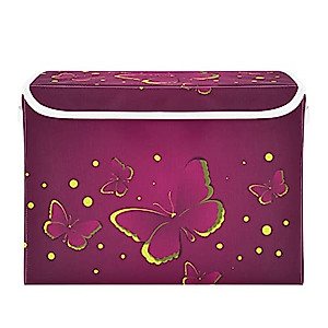 innewgogo Butterfly Storage Bins with Lids for Organizing Storage Baskets with Handles Oxford Cloth Storage Cube Box for Cat Toys