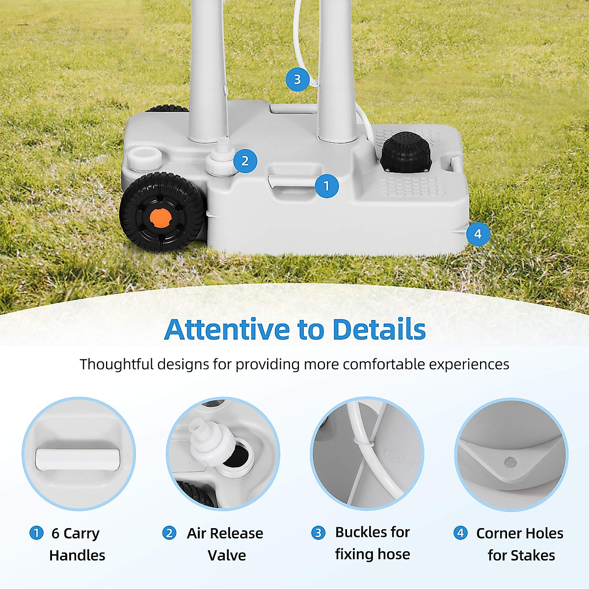 YITAHOME Portable Camping Sink with Rolling Wheels, Hand Washing Station with 30 L Water Capacity, Soap Dispenser, Towel Holder, Ideal for Outdoor, Travel, Boat, Gather, Wedding, Worksite, White