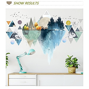 Arawat Abstract Wall Stickers & Murals Living Room Mountain Wall Decals for Bedroom Removable Geometric Wall Decal Decorations Kids Nursery Wall Decor 3D Forest Wall Decal Decorations Peel and Stick