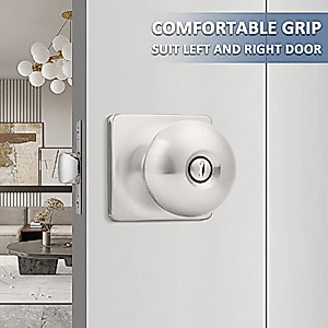 Mengico 1 Pack Interior Door Lock,Satin Nickel Door Knob Handle,Modern Door Knob Privacy Lock(for Bedroom&Bathroom),Brushed Nickel Door Knob Interior