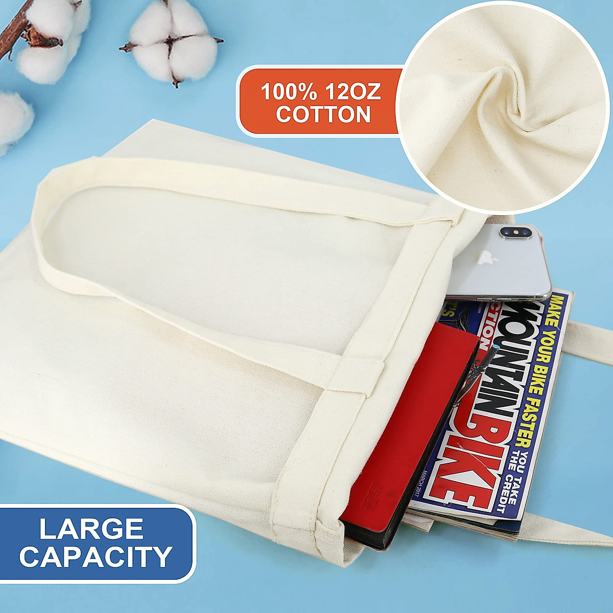 BeeGreen Colorful Butterflies Aesthetic Canvas Tote Bag Large Capacity 12 oz Tote Bag Portable Washable for Women Grocery Shopping Gift Bag for Mom Friends