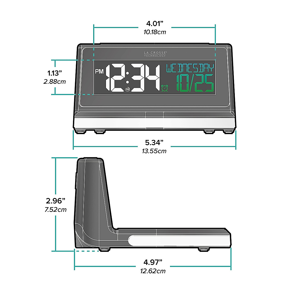La Crosse Technology 617-148 Wireless Charging Alarm Clock with Glowing Light Base