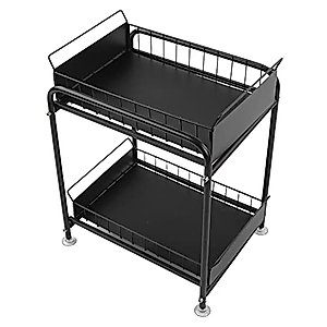 Oumefar Under Sink Organizer  , Anti Rust Pull Out Mesh Basket Stable 2 Tier Stackable Multi Use with Sliding Drawer for Kitchen