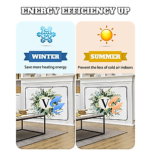 Fireplace Screen Decorative Durable Magnetic Fireplace Cover Baby Proof Fireplace Draft Blocker Letter V, Farmhouse Eucalyptus Wreath Fireplace Blanket for Summer Winter Save Energy,39x32 Inch