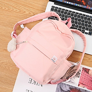 Phaoullzon Girls Mini Backpack Purse for Teens Kids Small Aesthetic Backpacks with Bear Pendant, Pink