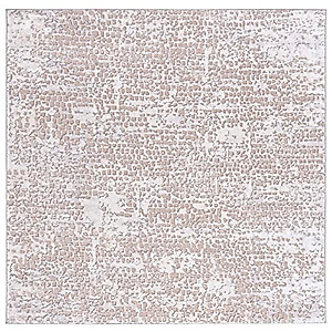 SAFAVIEH Amelia Collection 6'7" Square Beige/Grey ALA254B Modern Abstract Non-Shedding Area Rug