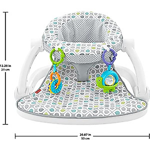 Fisher-Price Portable Baby Chair Sit-Me-Up Floor Seat With Developmental Toys & Machine Washable Seat Pad, Honeydew Drop