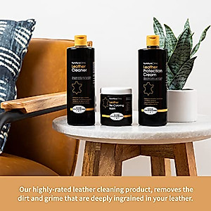 Furniture Clinic Leather Complete Restoration Kit | Includes Leather Recoloring Balm, Leather Cleaner, Protection Cream, Sponge & Cloth | Restores & Repairs (Dark Brown)