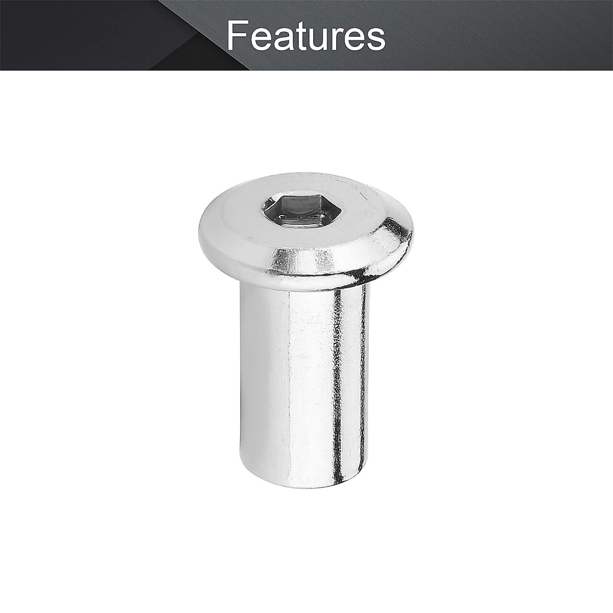 MroMax M6x15mm Nickel Plated Iron Insert Nut Rivet Hex Socket Head Nuts Screw Post Mounting for Furniture Installation Nickel Tone 20Pcs