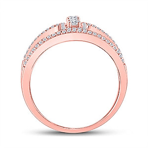 The Diamond Deal 10kt Rose Gold Womens Round Diamond Fashion 3-stone Ring 3/8 Cttw