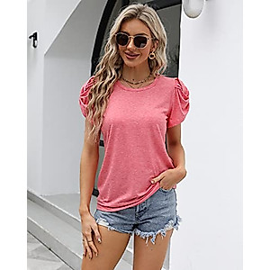 Womens Tops Summer Clothes 2023 Dressy Casual Shirts for Women Twist Tunics Tees to Wear with Leggings Pink Medium