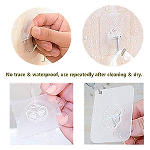 SLKING STORE Heavy Duty Self Adhesive Wall Hooks,Waterproof and Oil-Proof,Transparent Reusable Seamless Hooks Strong,Suitable for Kitchen Bathroom,6 Pack