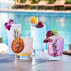 Collins Everyday Drinking Glasses Set of 16 Drinkware Kitchen Glasses for Cocktail, Iced Coffee, Beer, Ice Tea, Wine, Whiskey, Water, 8 Tall Highball Glass Cups & 8 Short Old Fashioned Drinking Glass