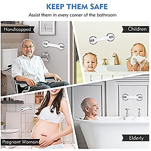 Grab Bars for Shower, 12 Inch Shower Handle Strong Suction Shower Grab Bar for Shower Chair Stool, Bathroom Safety Bar for Seniors, Elderly, Handicap (2 Pack)