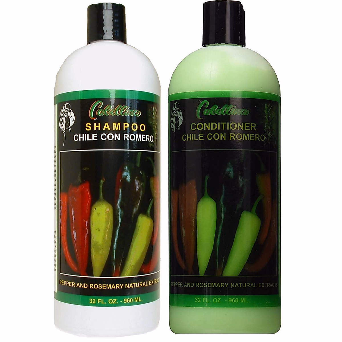 Cabellina Shampoo & Conditioner NATURAL CHILE Romero Pepper ROSEMARY CHILI 32 Oz Each