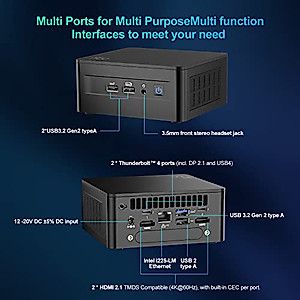 GEEK+ NUC 13 Pro NUC13ANHi7 Arena Canyon Mini PC, Core i7-1360P, 8GB RAM, 256GB SSD, Mini Computer Win 11 Pro für Business Home Office, Unterstützung 8K/4K Quad Display/WiFi 6E/BT 5.3/Thunderbolt 4
