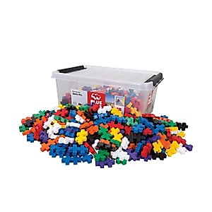 PLUS PLUS BIG - Open Play Set - 400 Piece in Storage Tub- Basic Color Mix, Construction Building Stem Toy, Interlocking Large Puzzle Blocks for Toddlers and Preschool
