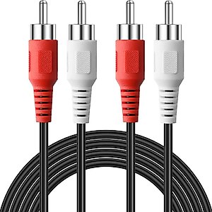 PASOW RCA Cables, 2RCA Male to 2RCA Male Stereo Audio Subwoofer Cable Dual Shielded RCA Cord for Home Theater, HDTV, Amplifier, Hi-Fi Systems, Speakers (10 Feet)