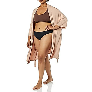 Amazon Essentials Women's Ribbed Cotton Thong Underwear, Pack of 4, Black/Bright White/Pale Pink, X-Small