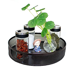 SETTFRFE Lazy Susan Organizer 11 Inches,Metal Mesh Turntable Organizer for Bathroom,Kitchen Countertop,Cabinet,Pantry,Refrigerator, Brown