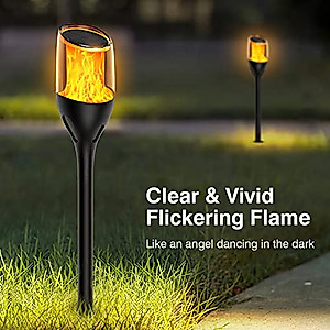 WdtPro Solar Outdoor Taller Torch Lights with Flickering Flame, Waterproof Garden Pathway Lights, Flame Torches for Outside Patio Path Yard Decorations