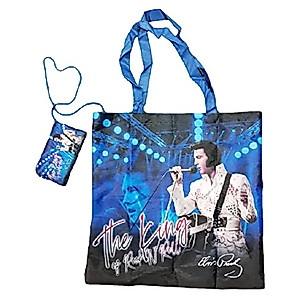 Midsouth Products Elvis Presley The King of Rock & Roll Compact Shopping Bag With Pouch - Mid-South Products, Blue, One Size