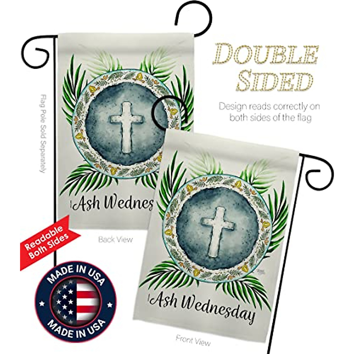 Breeze Decor Holy Ash Wednesday Garden Flag Religious Faith Hope Grace Peace Dove Christian Religion Easter House Decoration Banner Small Yard Gift Double-Sided, Made in USA