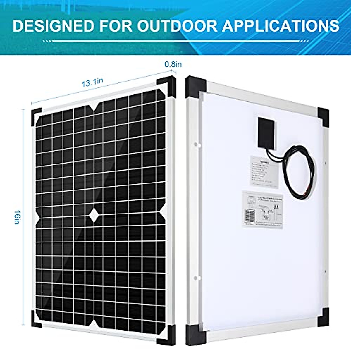 Apowery Solar Panel Kit 12V Monocrystalline,Battery Maintainer +10A Solar Charge Controller + Extension Cable with Battery Clips O-Ring Terminal for RV Marine Boat Off Grid System (20W)