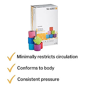 McKesson Elastic Self Adherent Cohesive Bandage, Multi-Color, Non-Sterile, 2 in x 5 yds, 1 Count, 36 Packs, 36 Total