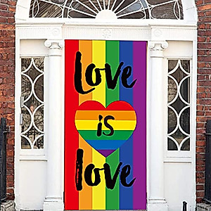 Rainbow Gay Pride Door Cover Banner Flag - Love Is Love Pride LGBT Gay Lesbian Bisexuals Door Banner Flags Outdoor Party Decorations