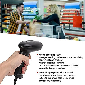 GULEEK Lase r 1D Wired Barcode Gun Barcode red Light scanning Gun Strong decoding Ability Comfortable and Durabl e