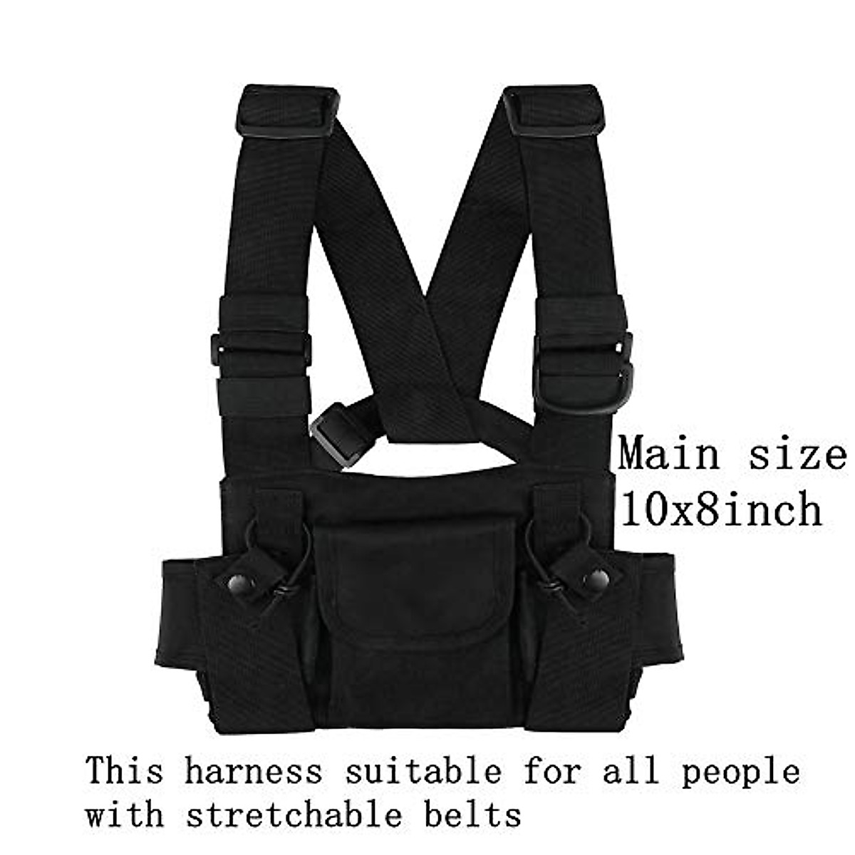 2 Way Radios Harness Chest Case with Front Pouches and Zipper Bag for Universal Walkie Talkies Accessories
