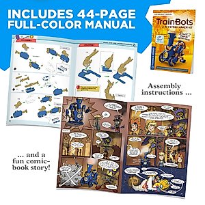 Thames & Kosmos TrainBots: 2-in-1 STEAM Maker Kit | Build 2 Steampunk Robots w/LED Lights | Explore Robots & Engineering | Includes Ultrasonic Atomizer | Ages 8+ with Help; 12+ for Independent Play