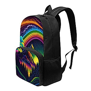 PORCLAY Rainbow Aurora Backpack Kids School Preschool Elementary Girl Bookbag Cute Aesthetic Preppy School Bag for Girls 3-5 Durable Laptop Rucksack Daypack