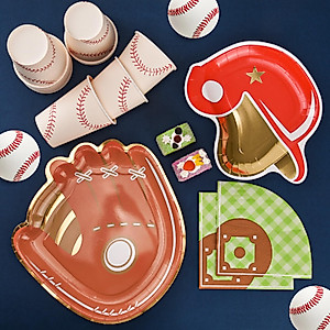 Lingringdcy 125 Pieces Baseball Party Decoration Tableware Set Baseball Field Disposable Napkins Plates and Cups for Baseball Theme Baby Shower Birthday Party Supplies, Serves 25