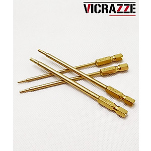 VICRAZZE RC Hex Bit Set 1.5, 2.0, 2.5 & 3.0mm Hex Head Allen Wrench Drill Bit S2 Steel 1/4" Hex Shank 100mm Long for Screwdrivers Bit Electric Screwgun Power Drill RC Repair Working Tools