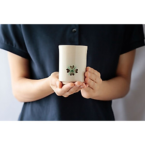 Hand-made: Double layer teacup Set of 2 | “Soma-Yaki” | Ivory White | Made in Japan |