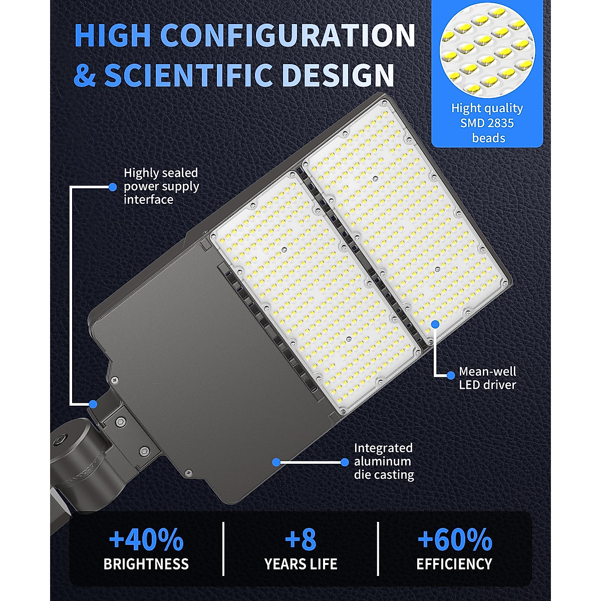 Dimgogo LED Parking Lot Light - 300W Street Lights Dusk to Dawn Outdoor Lighting Commercial with Photocell, 6500K LED Flood Light Outdoor Waterproof with Arm Mount