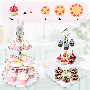 10 Pcs Cupcake Stand Set-Dessert Table Display Set-Cupcake Display Stand-Cupcake Tier Stand with 4X Large 3-Tier Cupcake Stands + 6X Appetizer Trays Perfect for Wedding Baby Shower Home Birthday