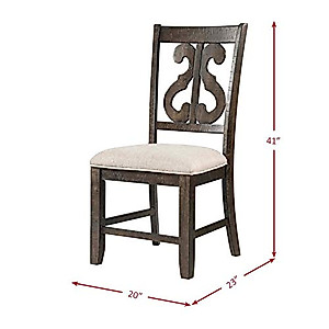 Picket House Stanford Wooden Swirl Back Side Chair Set Transitional/Smokey Walnut/20/42