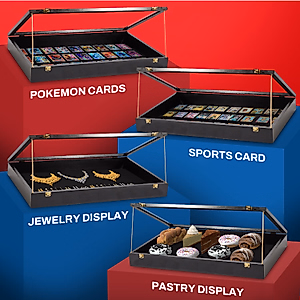 PENNZONI Trade Show Display Portable Case, Clear Acrylic Box for Pastry Display, Display Case for Exhibits w/Wooden Dowels | Black No Felt