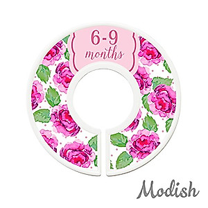 Modish Labels Baby Clothes Size Dividers, Baby Closet Organizers, Size Dividers, Baby Closet Organizers, Closet Dividers, Clothes Organizer, Nursery, Girl, Boho, Flowers, Roses, Dots (Baby)