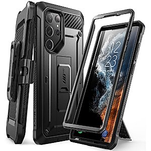 SUPCASE Unicorn Beetle Pro Case for Samsung Galaxy S23 Ultra 5G (2023), Full-Body Dual Layer Rugged Belt-Clip & Kickstand Case with Front Frame (Black)
