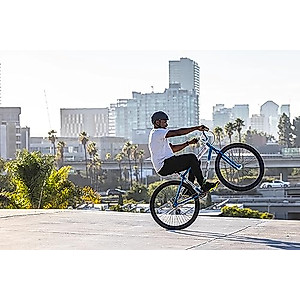 Mongoose Hooligan Mens and Womens BMX Bike, 29x2.3-Inch Wheels, Durable Steel Frame, Single Speed, Disc Brakes, Blue