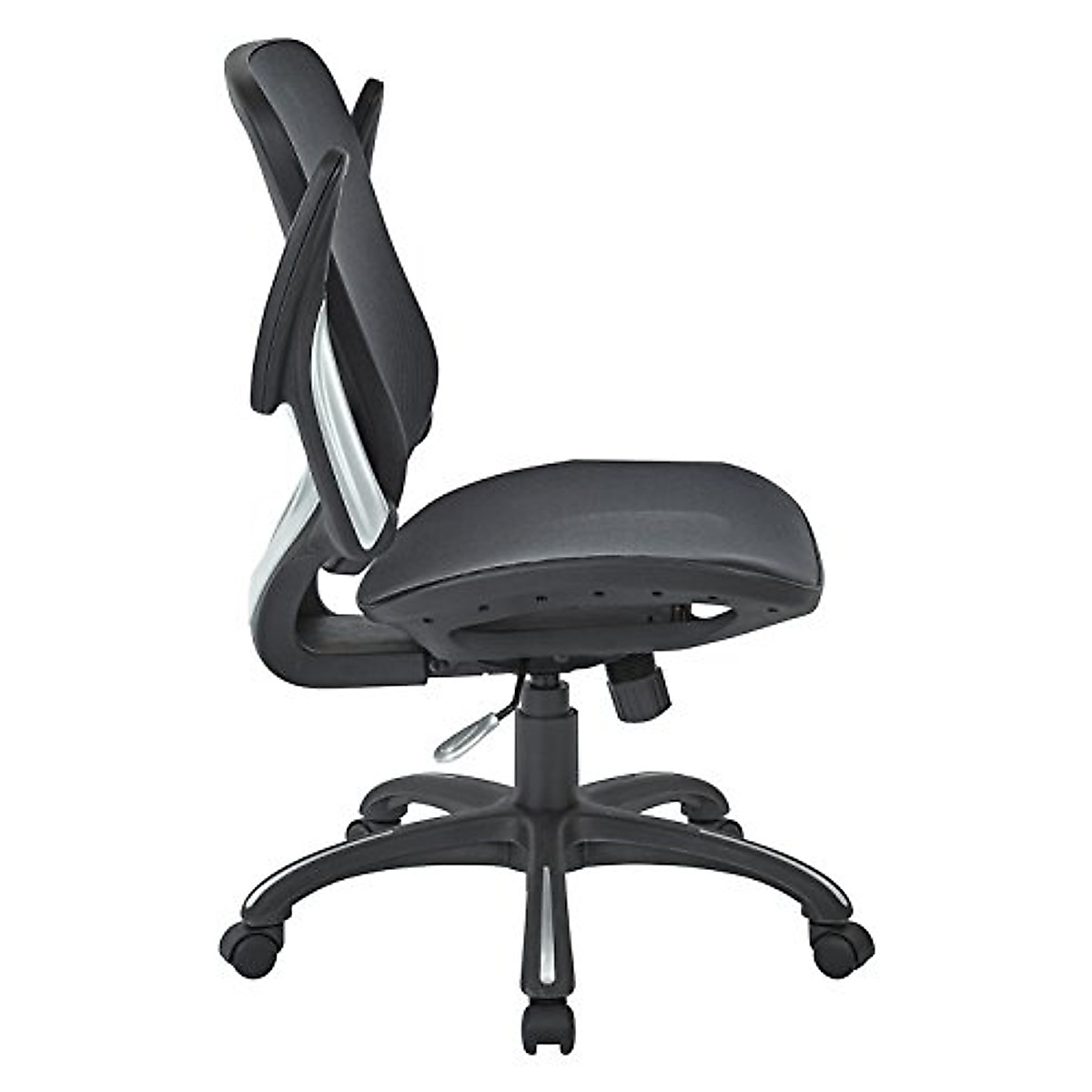 Office Star Ventilated Manager's Office Desk Chair with Breathable Mesh Seat and Back, Black Base, Black