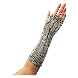 Arm Warmers, 6 Pairs for Women, Cable Knit Warm Winter Sleeve Fingerless Gloves, Premium (Assorted A)
